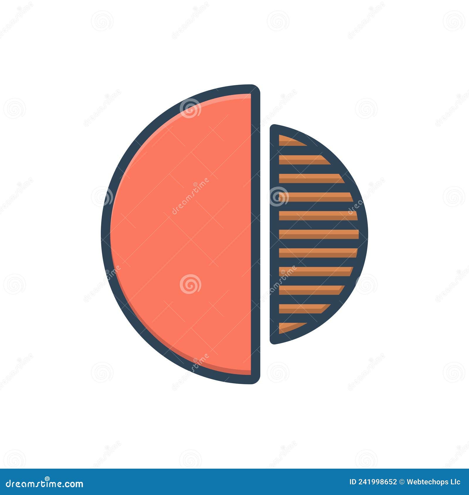 Color Illustration Icon for Half, Incomplete and Fifty Stock ...