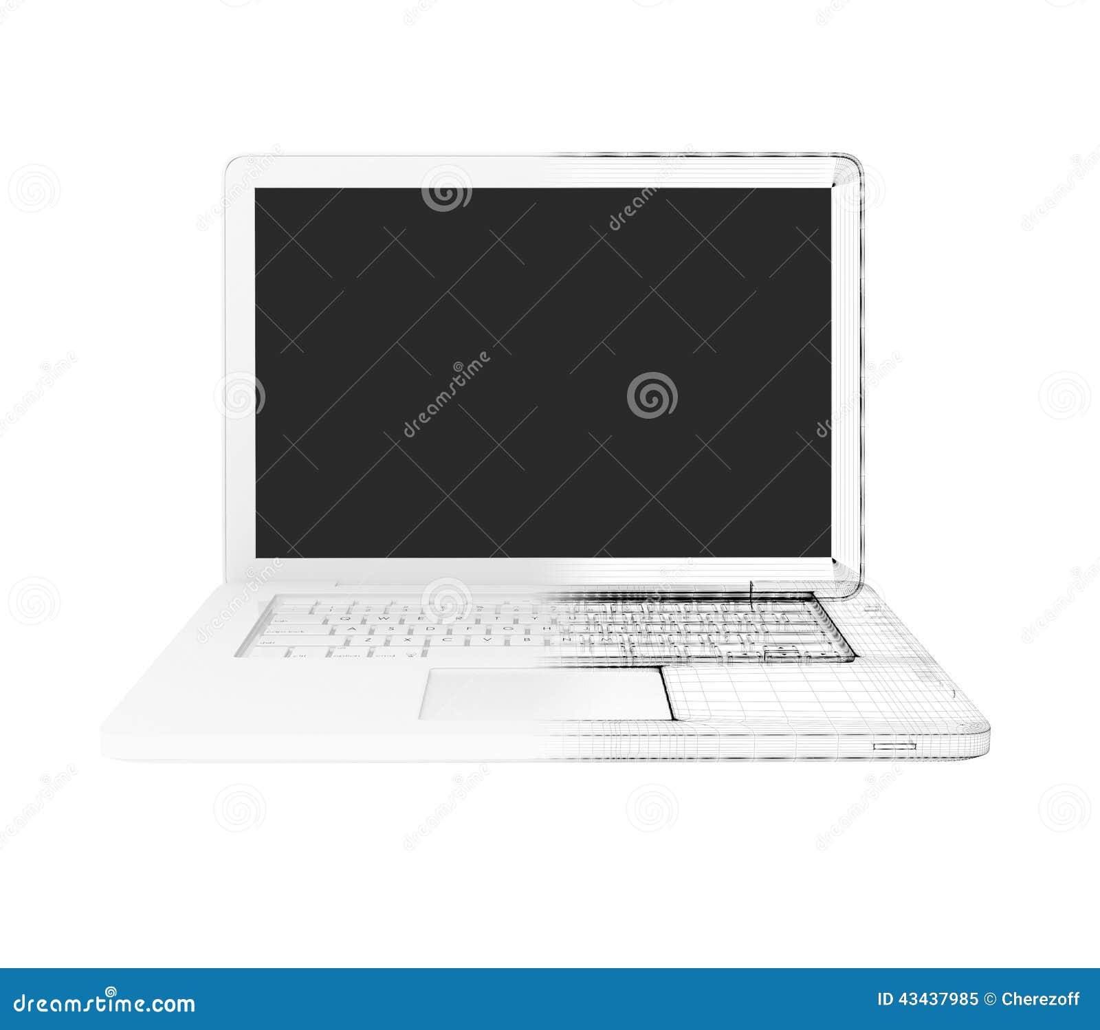 Half of the Laptop - Wire-frame Stock Illustration - Illustration of ...