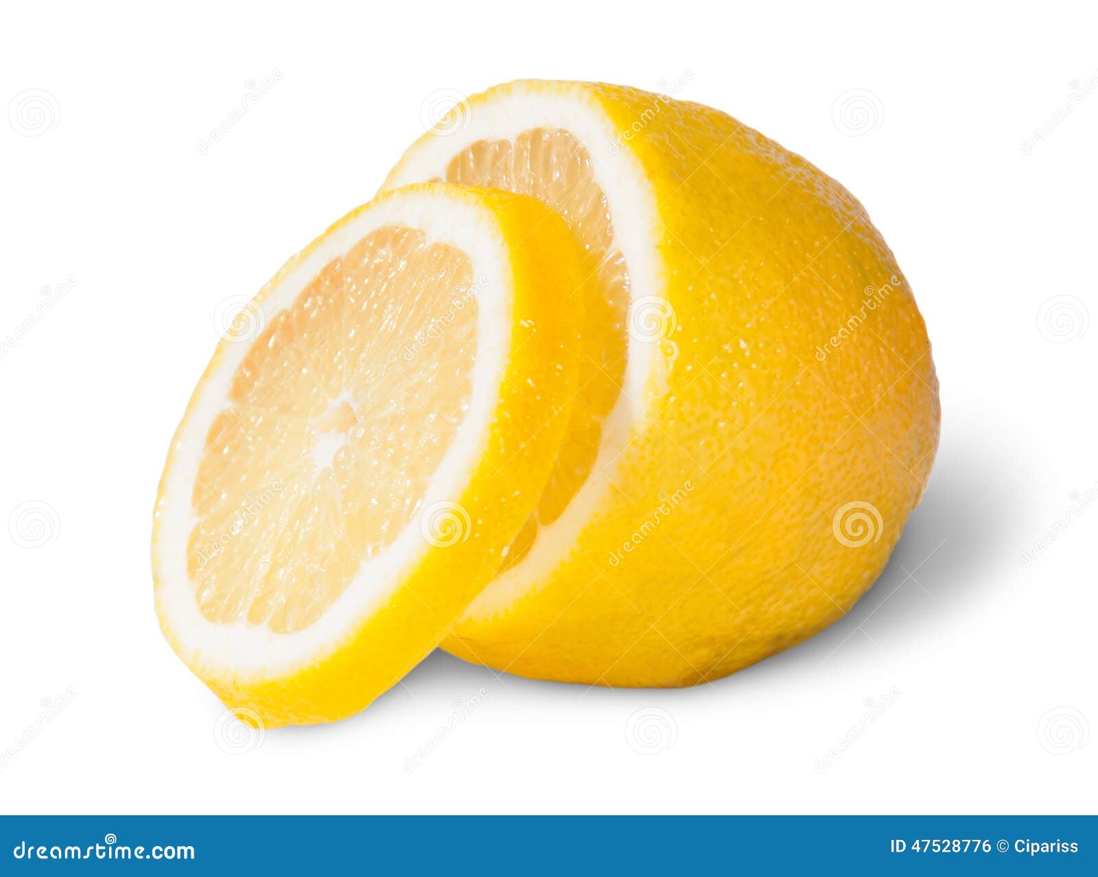 Half of a Lemon with One Slice Stock Photo - Image of juicy, objects ...