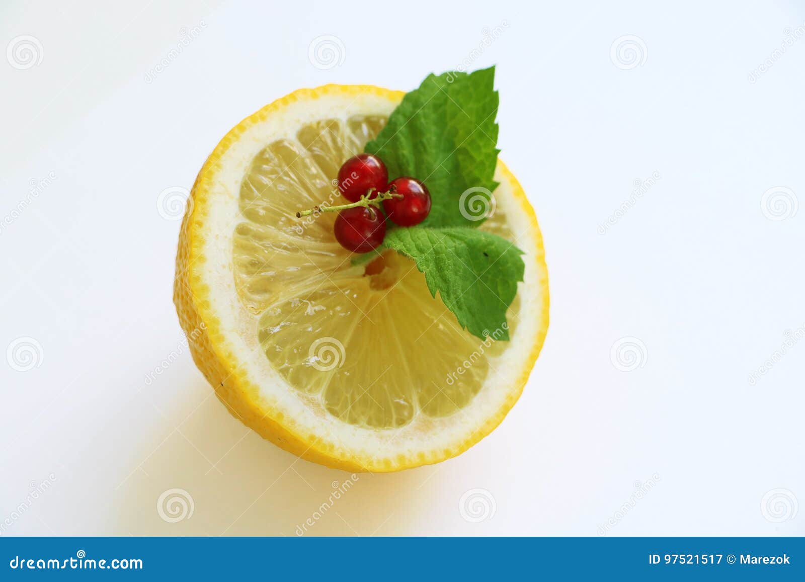 Half of Lemon with Red Currant and Mint Stock Image - Image of natures ...