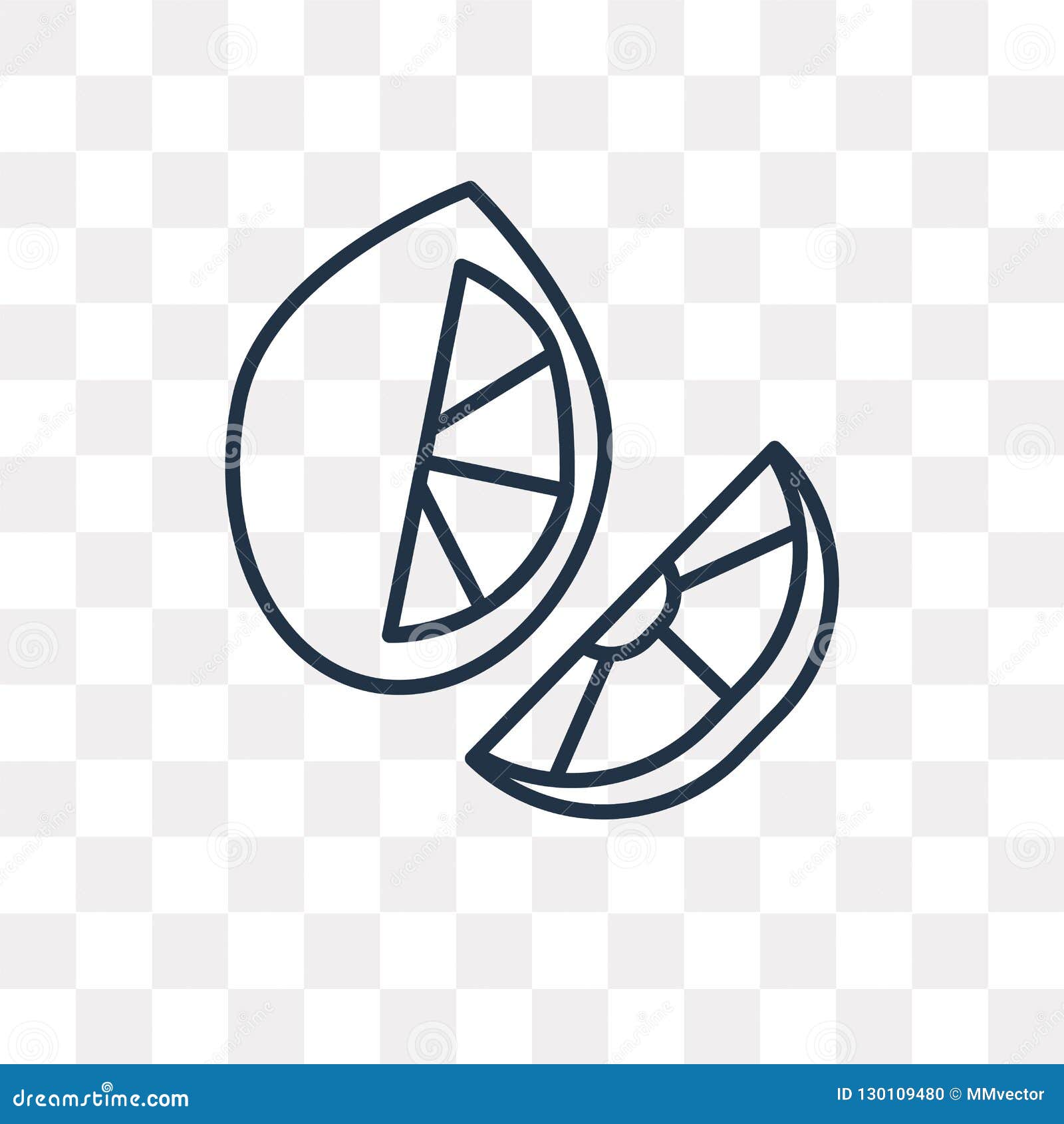 Half Lemon Vector Icon Isolated on Transparent Background, Linear Half ...