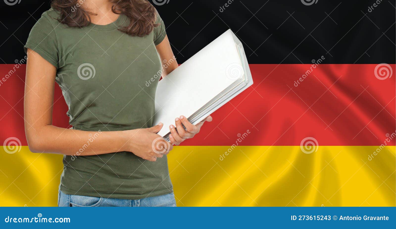 Half-length Portrait of a Female Student with a Folder. Foreign ...
