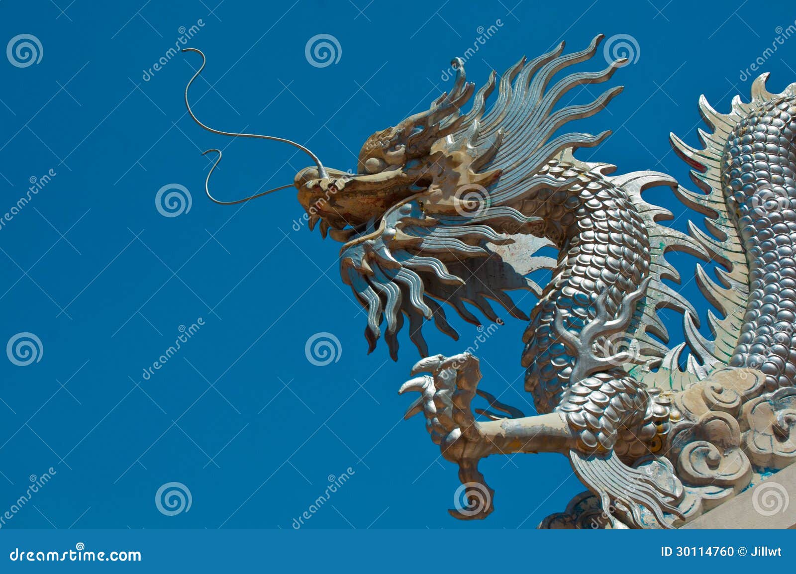 Silver dragon statue stock photo. Image of ornament, oriental - 30114760