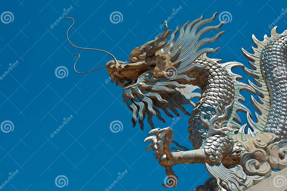 Silver dragon statue stock photo. Image of ornament, oriental - 30114760