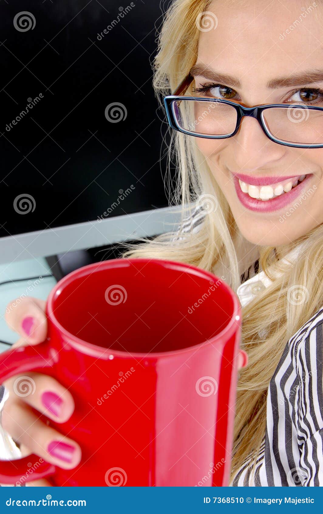 Half Length View of Female Offering Coffee Stock Photo - Image of ...