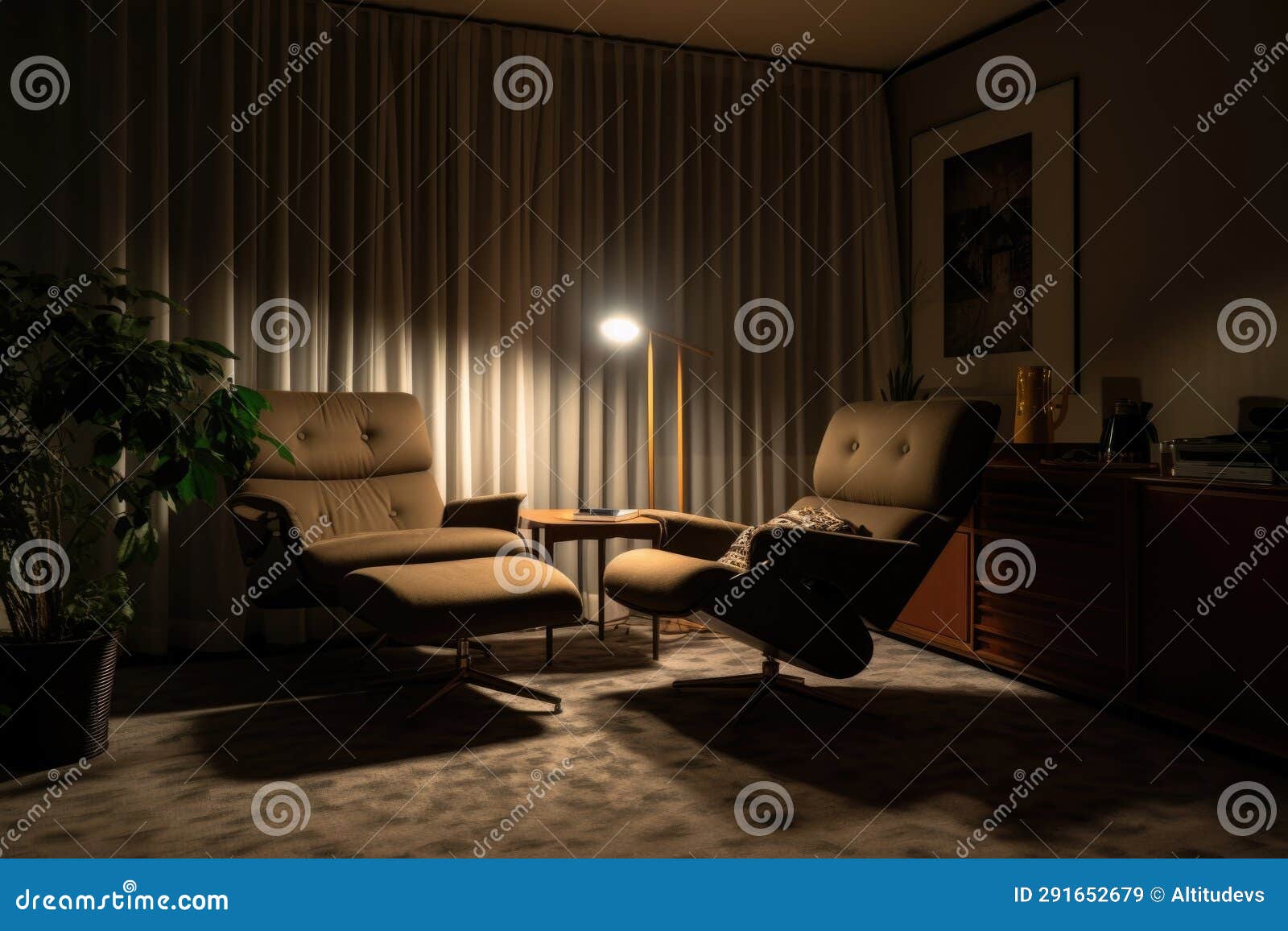 A Half-lit Room with a Comfortable Lounge Chair Stock Image - Image of ...