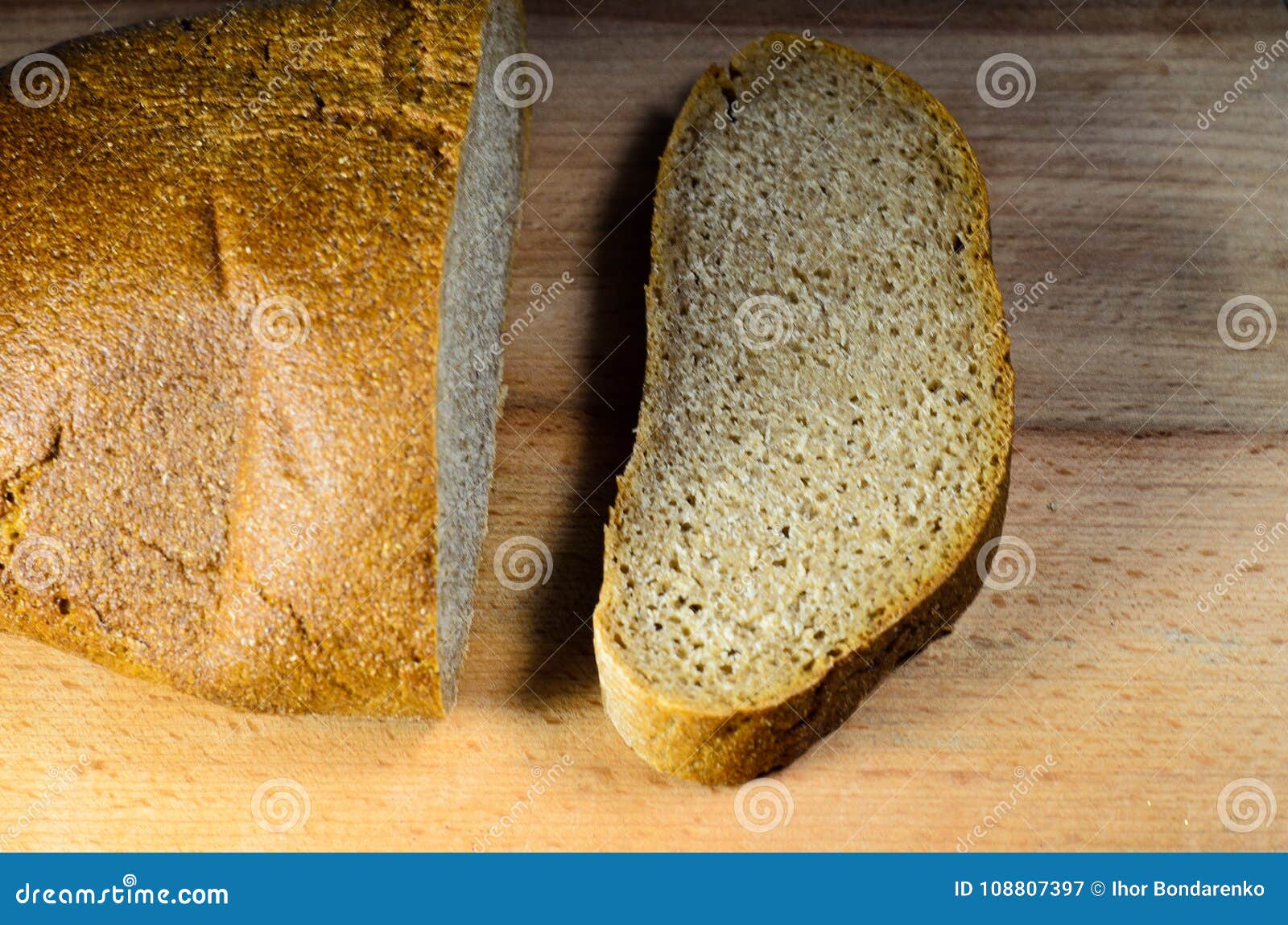 Half Loaf of the Rye Bread. Top View Stock Image - Image of cereal ...