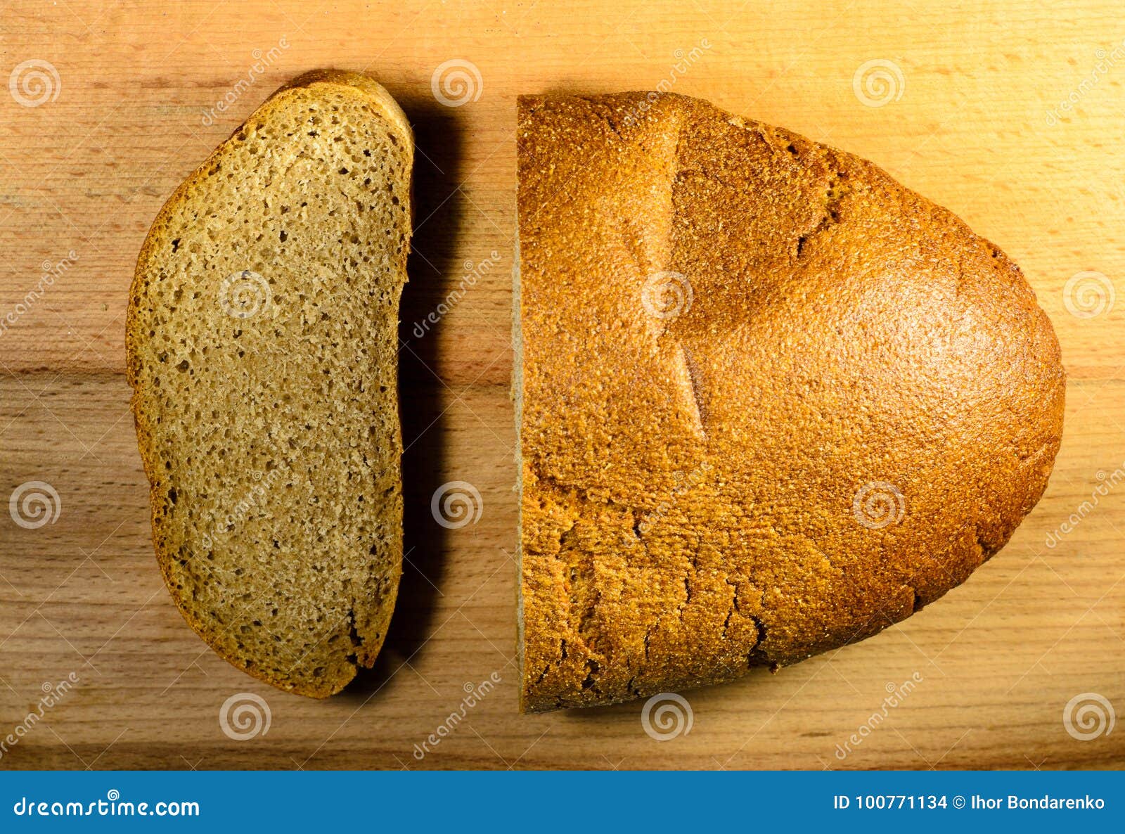 Half Loaf of the Rye Bread. Top View Stock Photo - Image of cereal ...