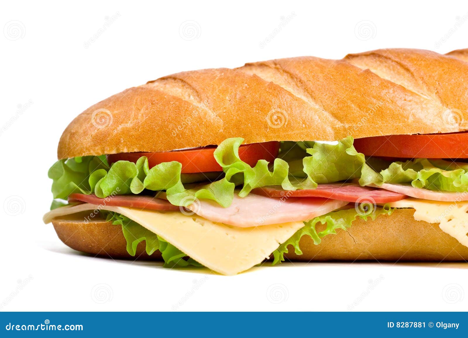 Half of Long Baguette Sandwich Stock Image - Image of meal, away: 8287881