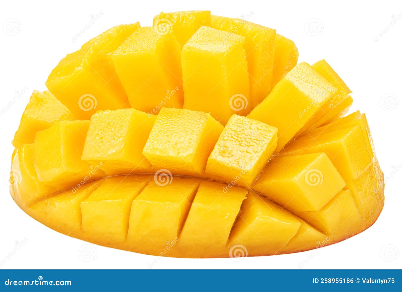 Half of Mango Fruit Cut in Hedgehog Style. File Contains Clipping Path ...