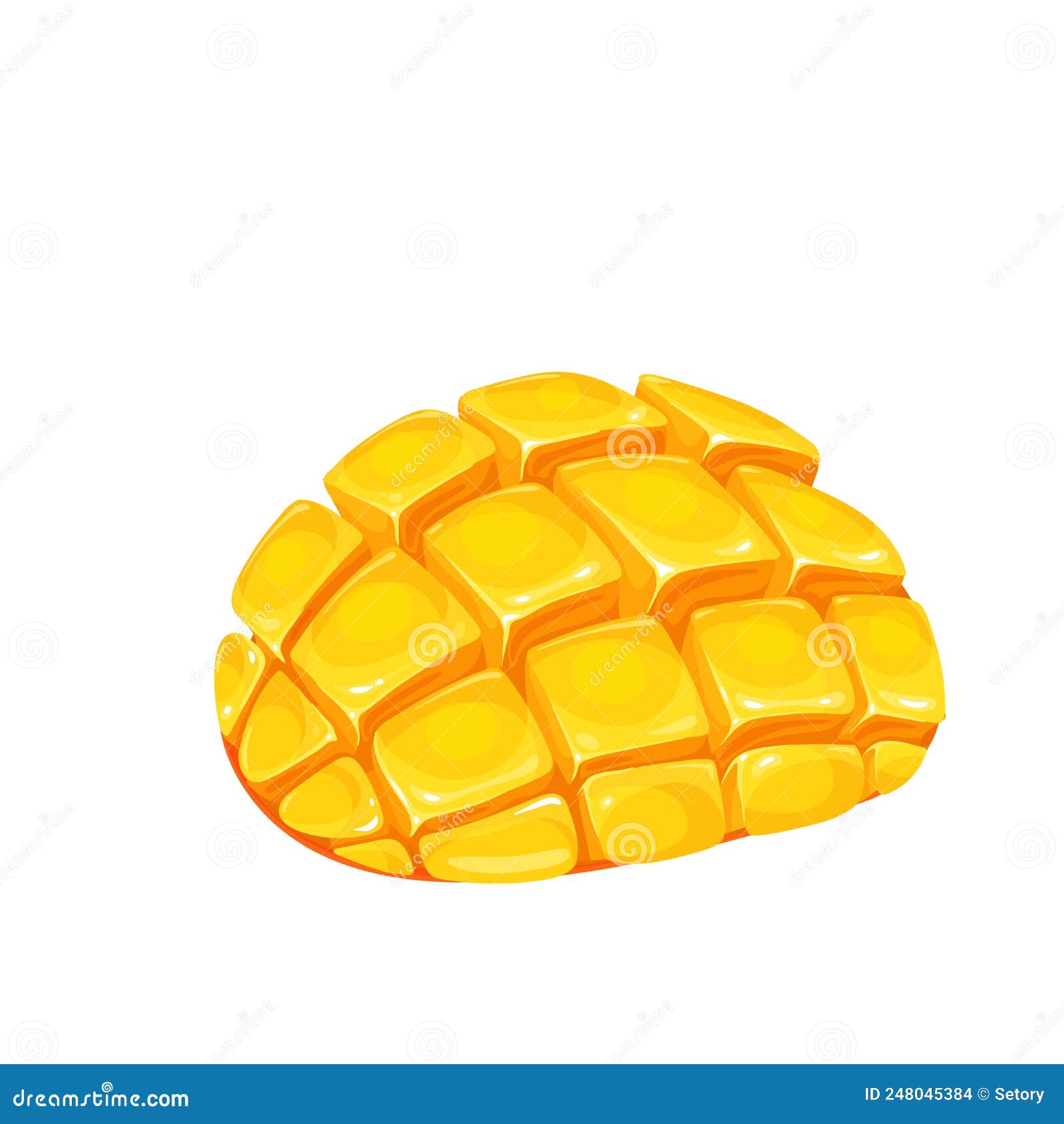Half Mango Sliced To Cubes. Stock Vector - Illustration of juicy, piece ...
