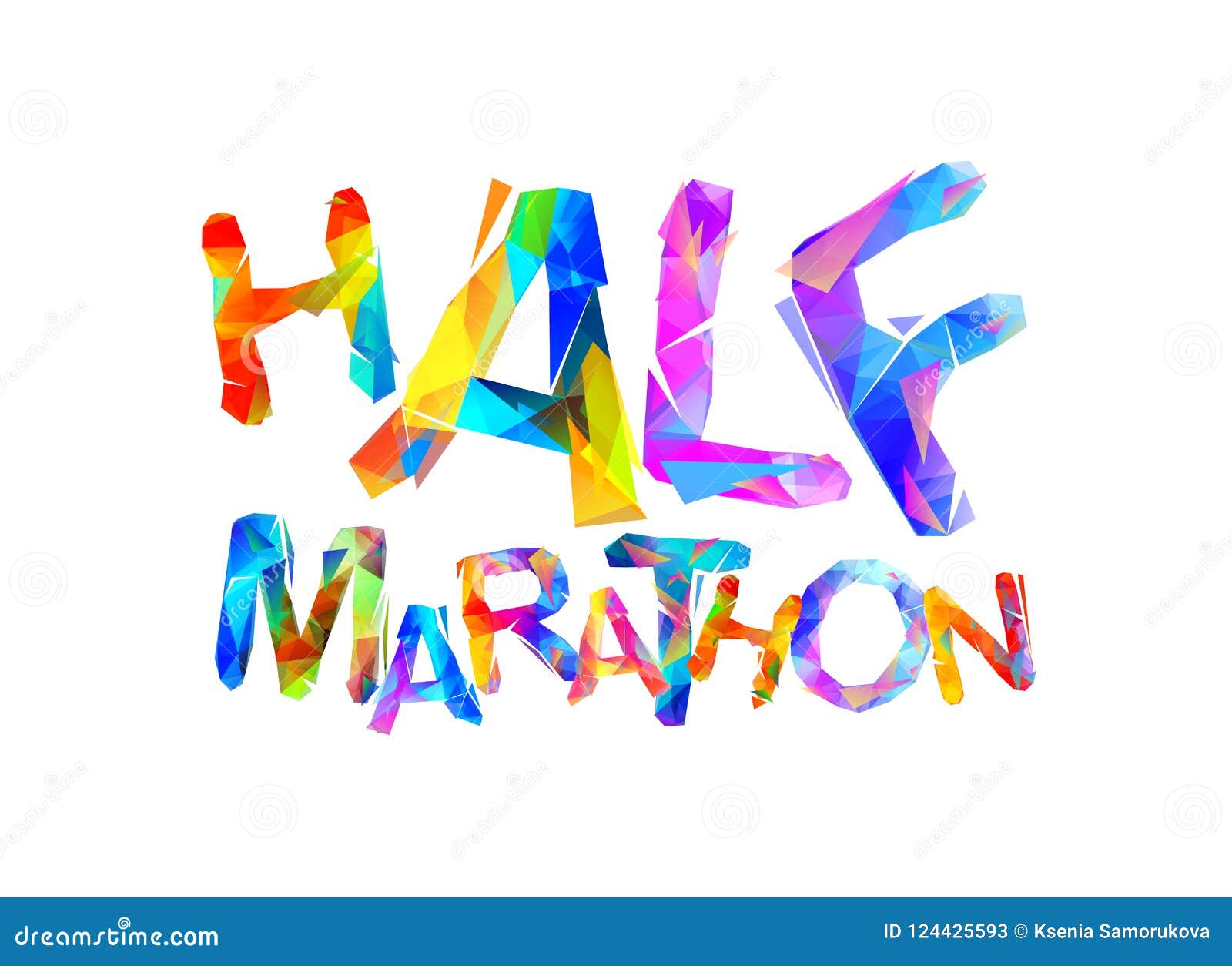 Half Marathon Word Of Triangular Letters Stock Vector Illustration