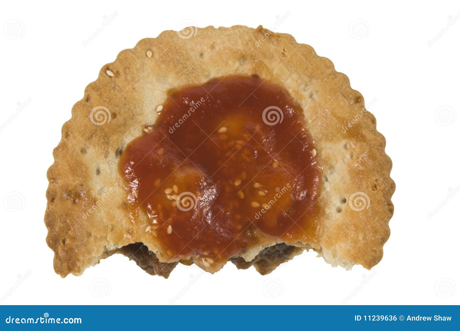 Half a meat pie with sauce stock photo. Image of food - 11239636