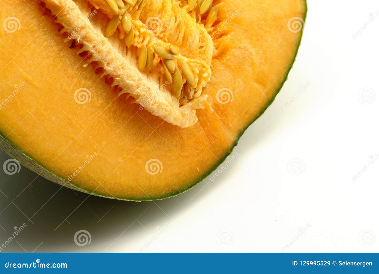 Half Of Melon On A White Wooden Surface, Top View. Flat Lay, Overhead ...