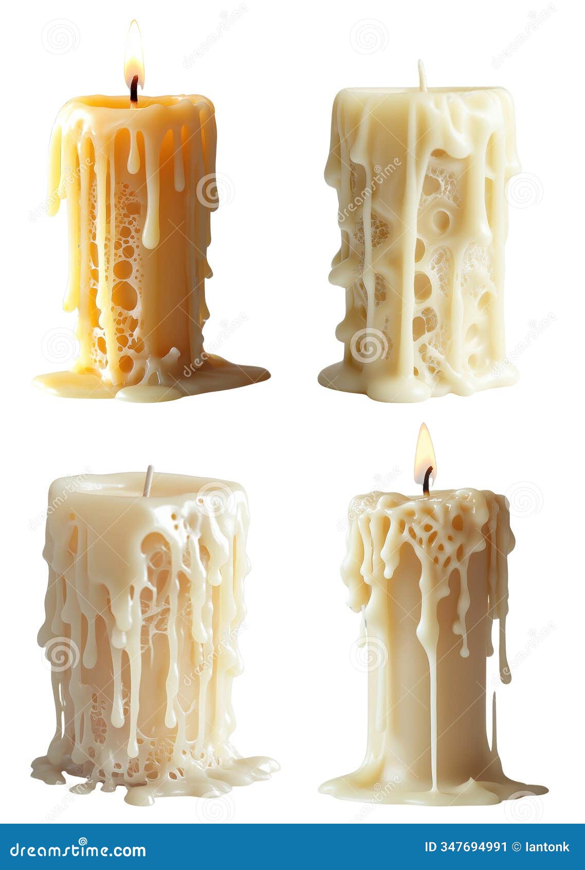 Half-melted Candle with Wax Drips on White Background Stock ...