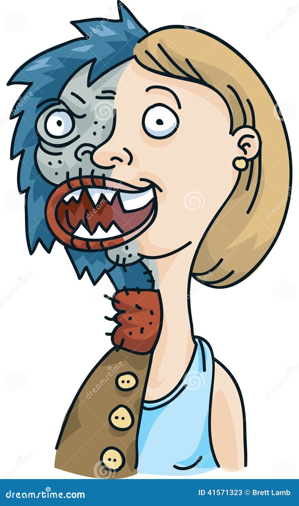 Half Monster Woman stock illustration. Illustration of spooky - 41571323