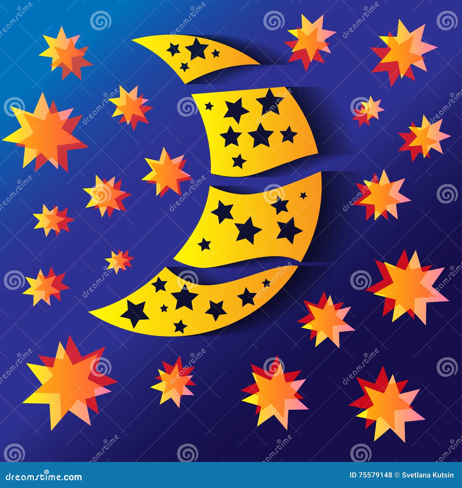 Half moon stock vector. Illustration of halfmoon, moonlight - 75579148