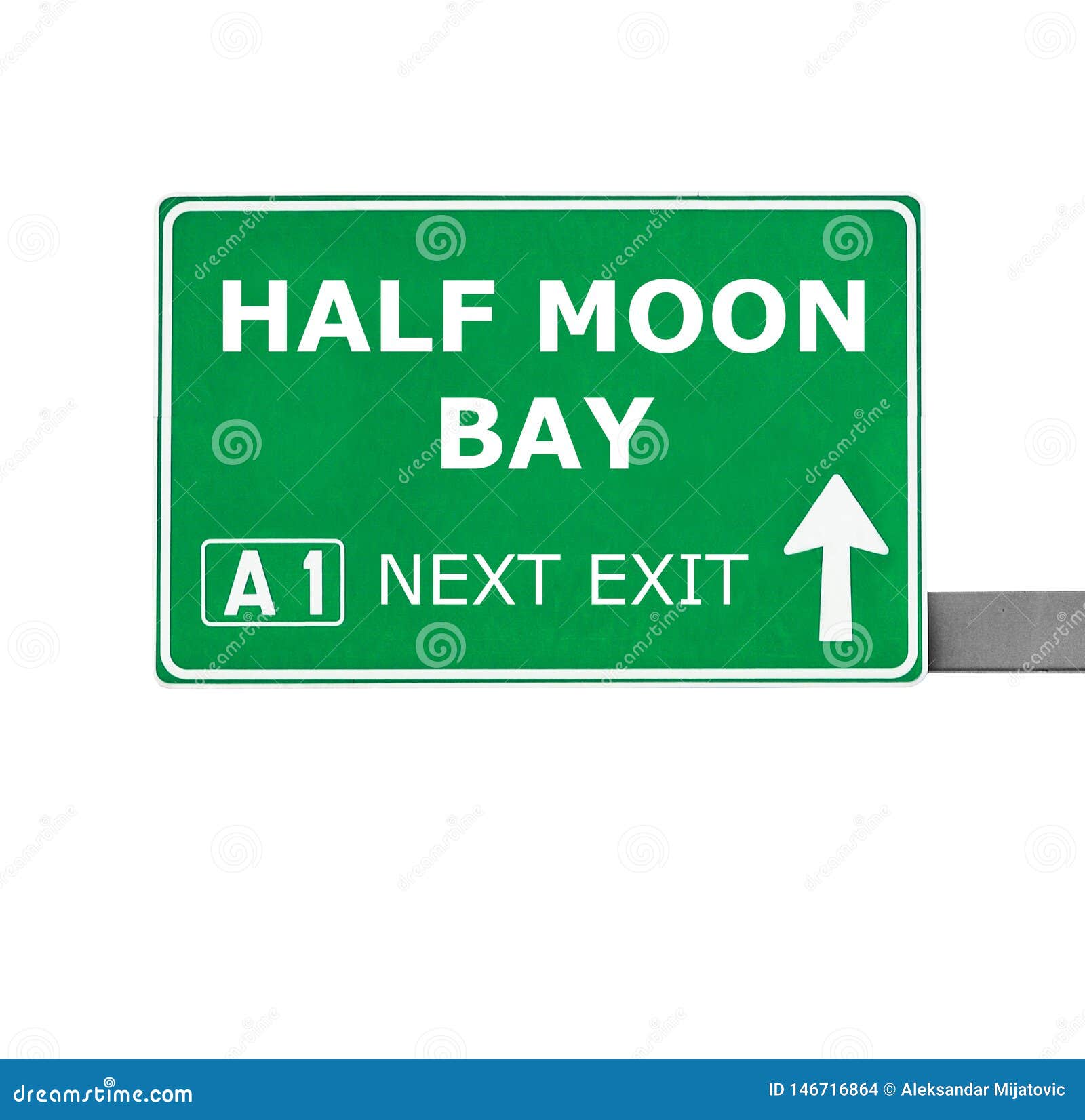 HALF MOON BAY Road Sign Isolated on White Stock Photo - Image of luxury ...