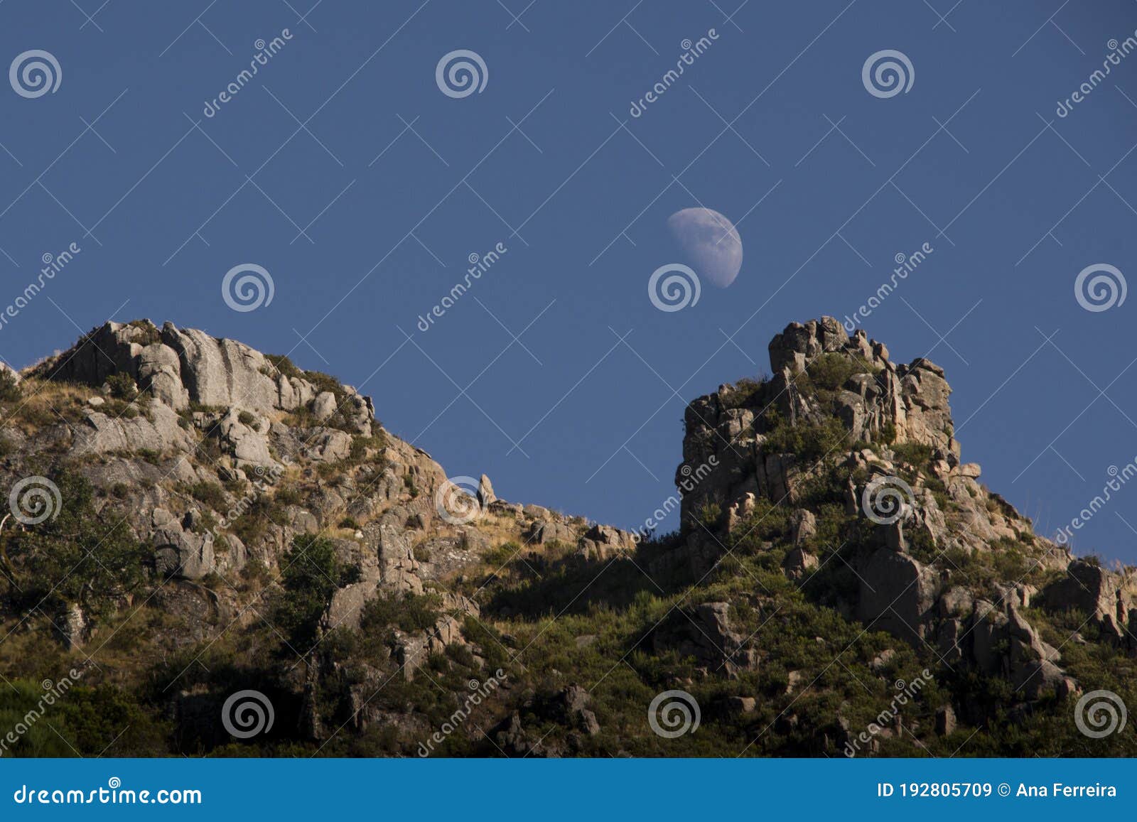 Half moon behind mountain stock image. Image of europe - 192805709