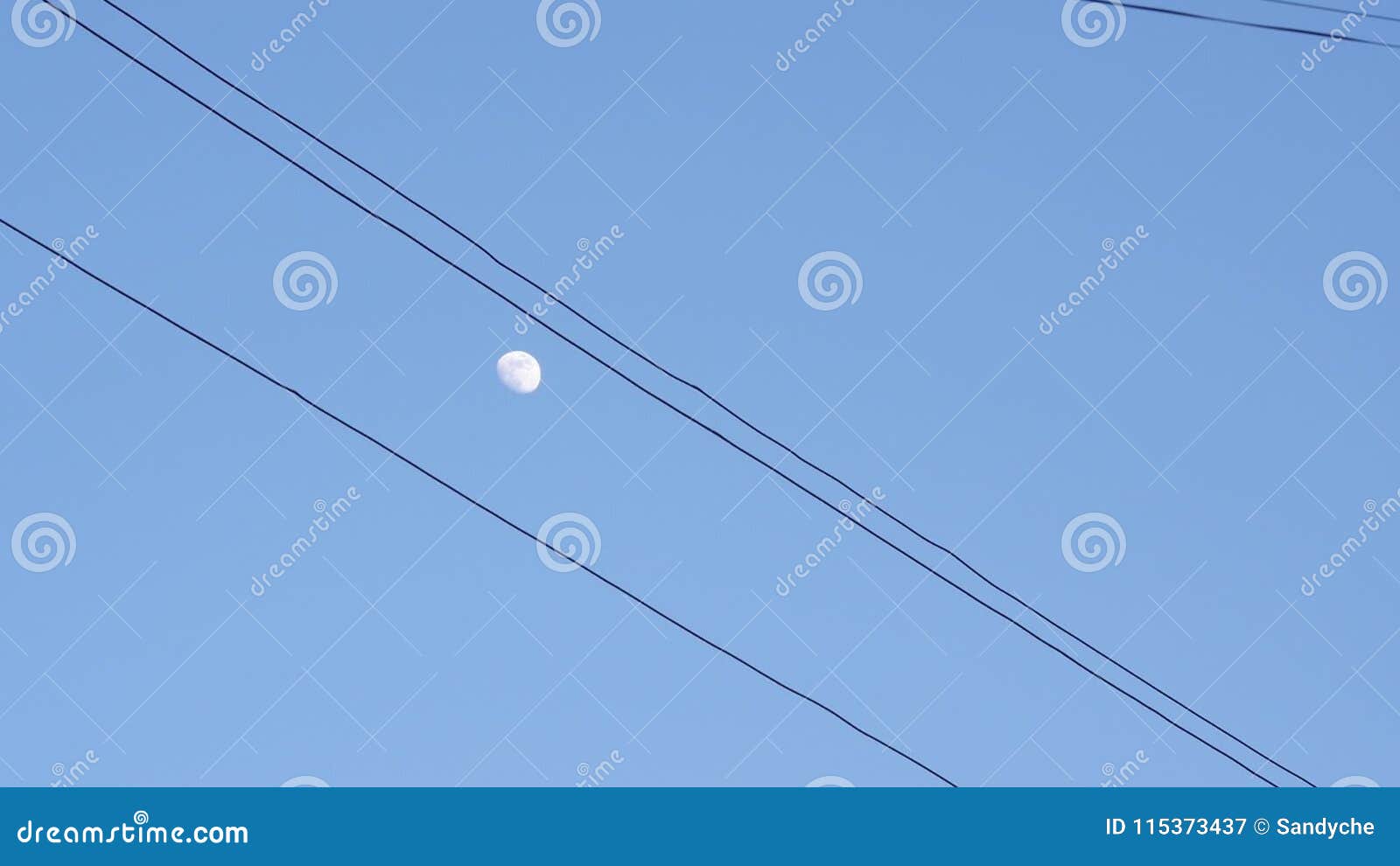 Half Moon in a Blue Evening Sky Seen through Diagonal Wires Stock Video ...
