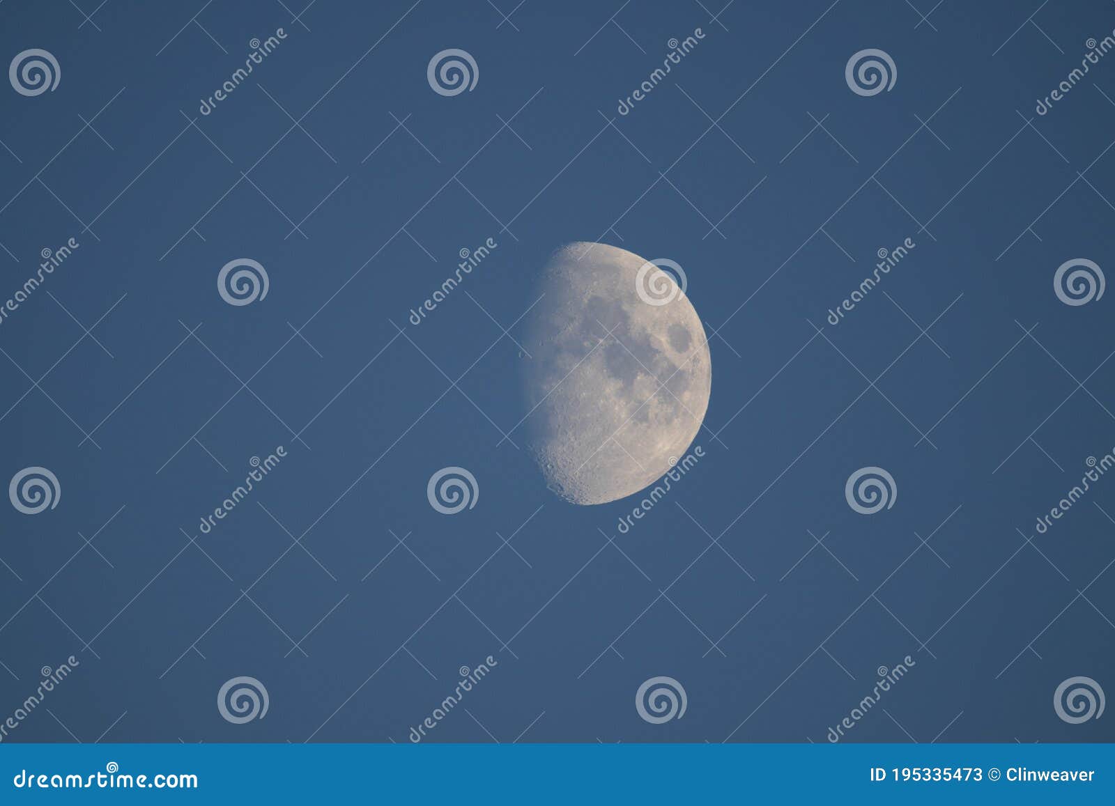 Half Moon in the Blue Evening Sky Stock Image - Image of orbit, crater ...