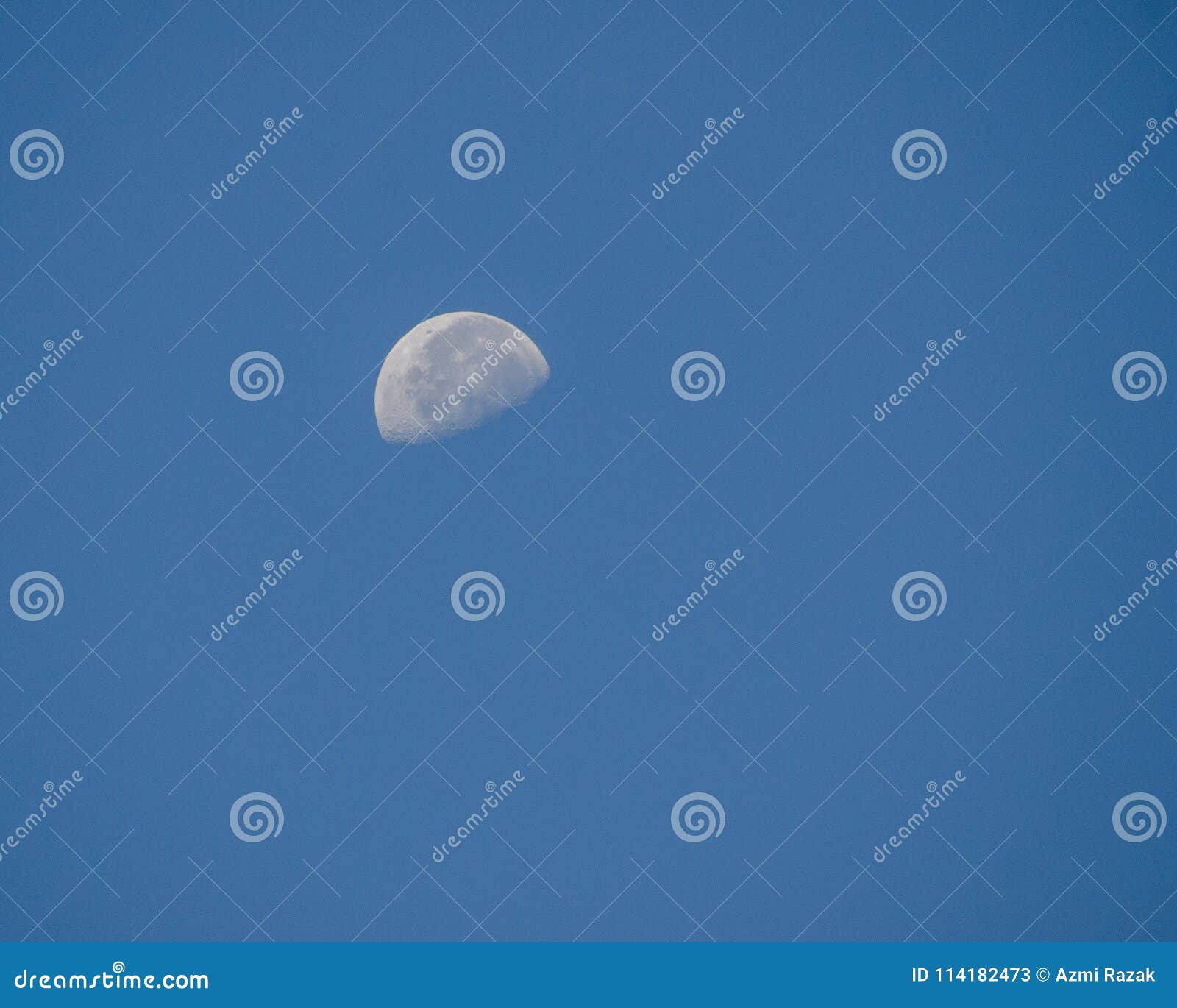 Half moon on the blue sky stock image. Image of moon - 114182473