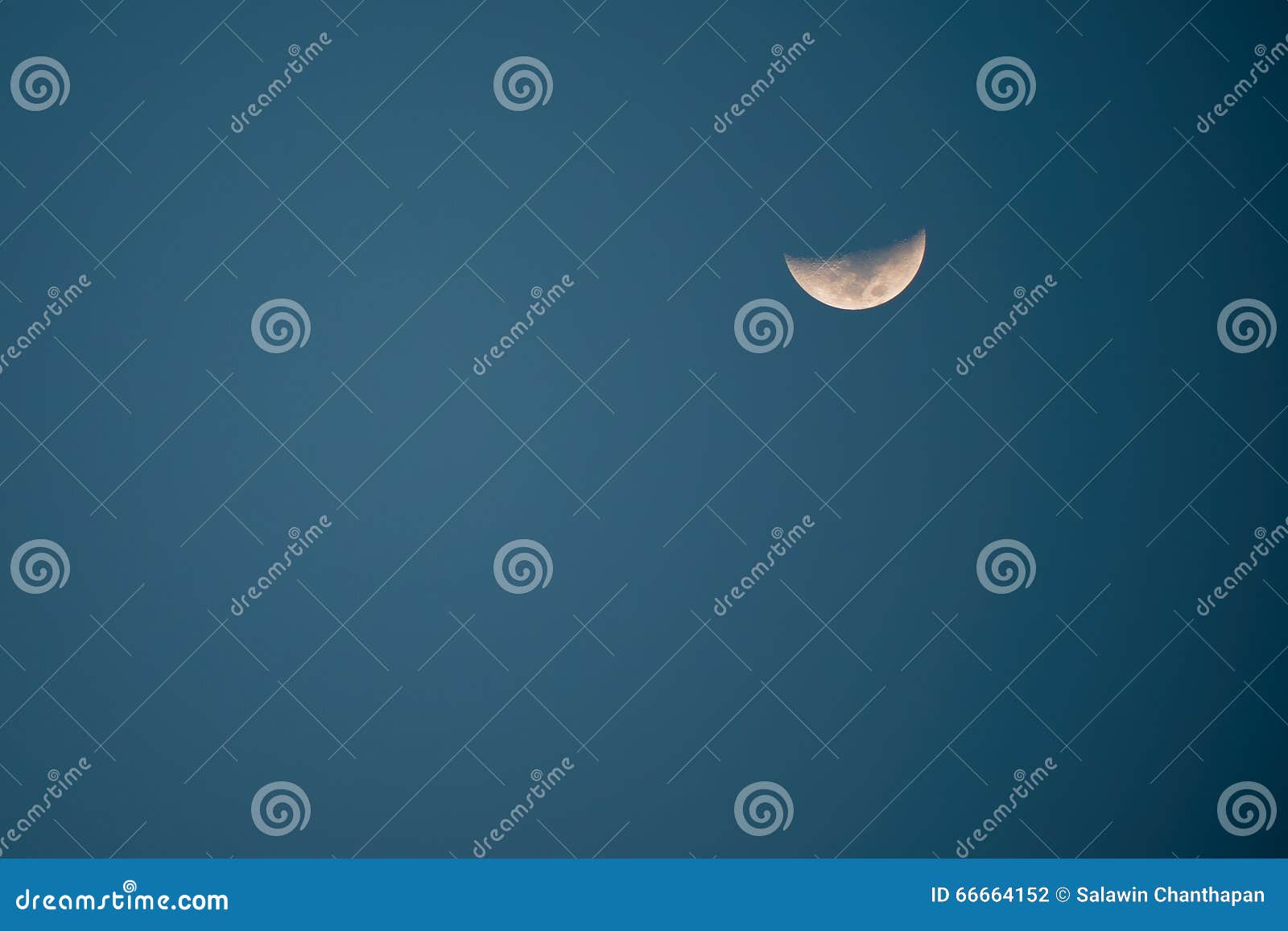 Half Moon with Blue Sky Background Stock Photo - Image of orbital ...