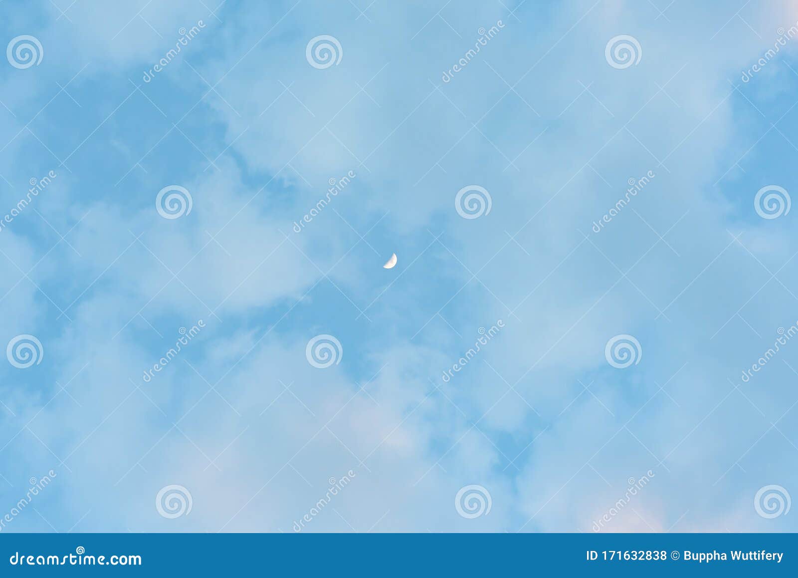 Half moon and blue sky stock photo. Image of nature - 171632838