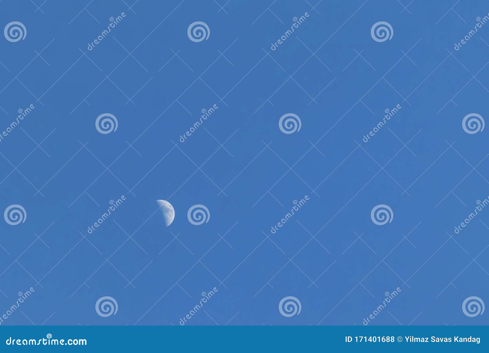 Half moon at the blue sky stock photo. Image of planet - 171401688