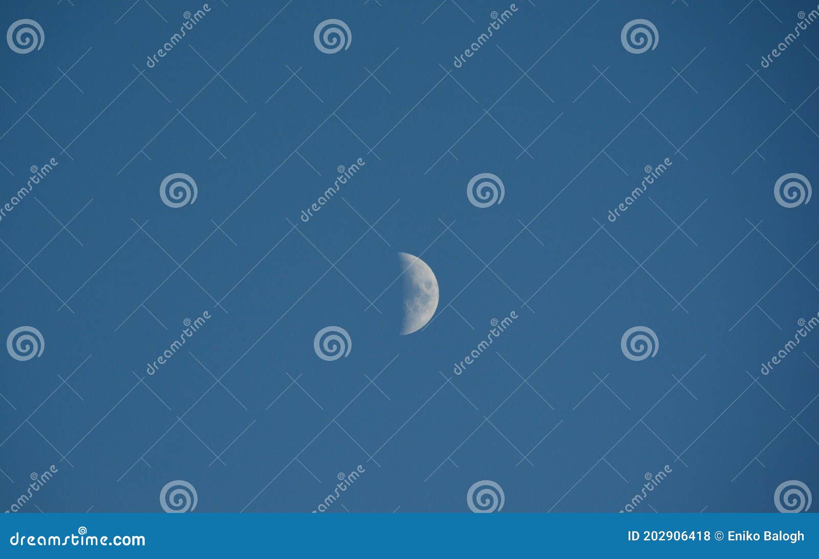 A Half Moon on the Blue Sky Stock Photo - Image of astrology, evening ...