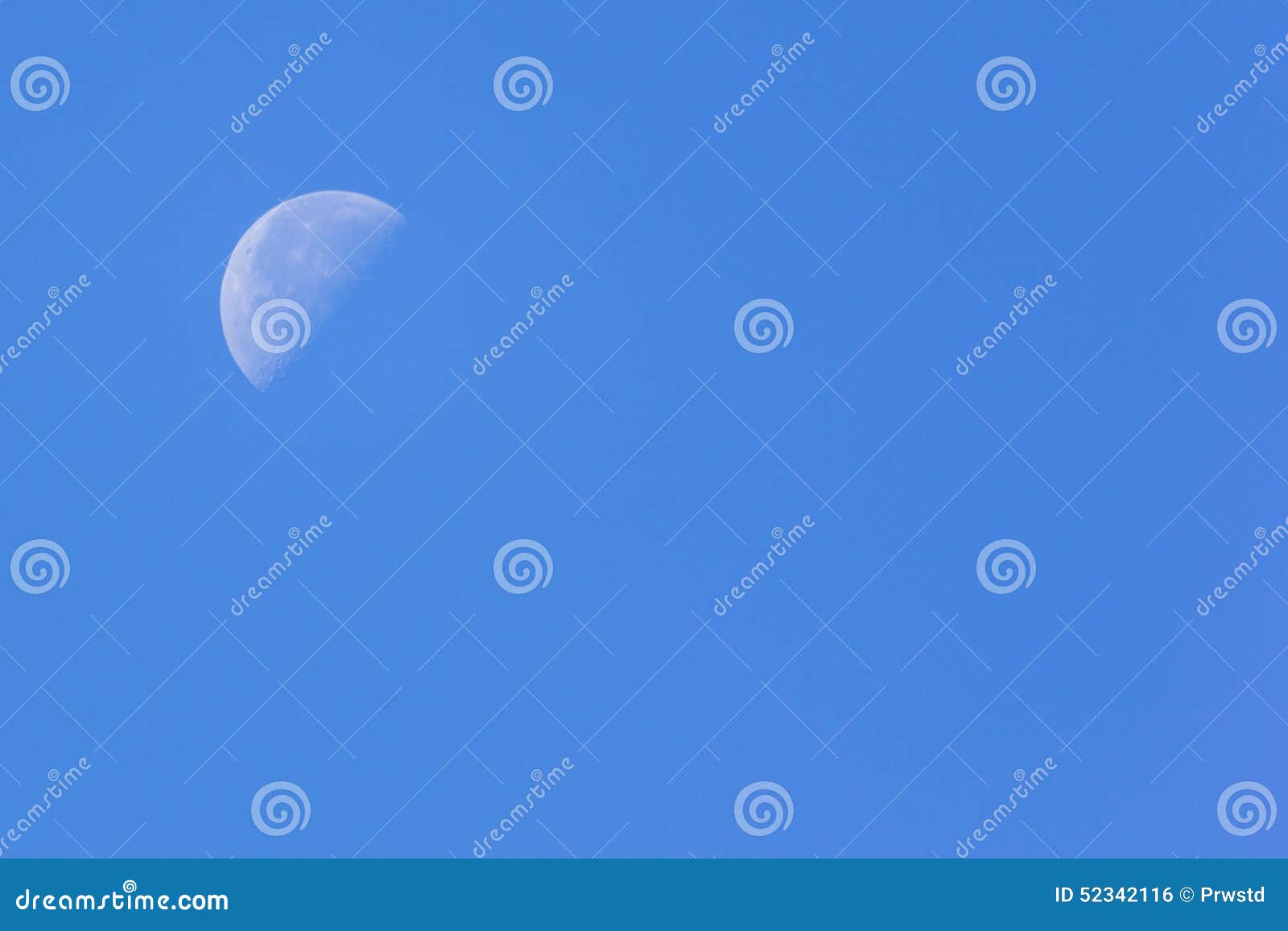 Half Moon in blue sky stock photo. Image of circle, moonshine - 52342116