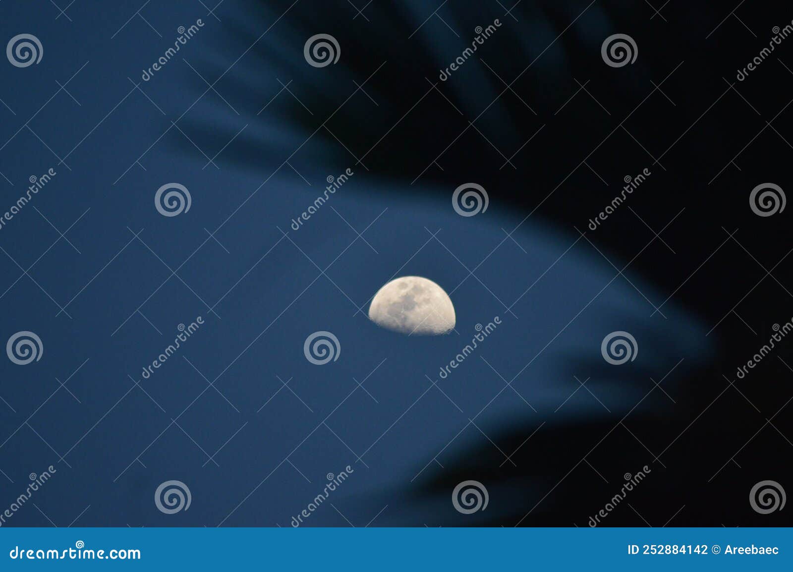 Half Moon in the Blue Sky Night Photography Stock Photo - Image of ...