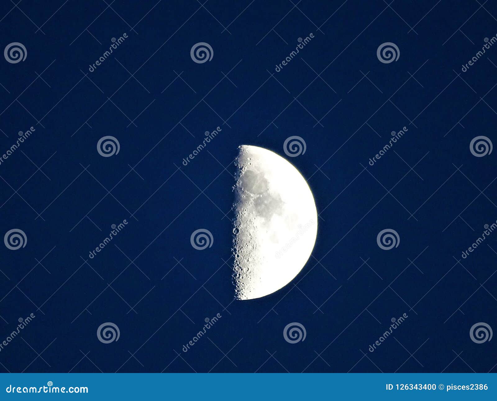 Half Moon on Blue Sky in the Twilight Stock Photo - Image of highland ...