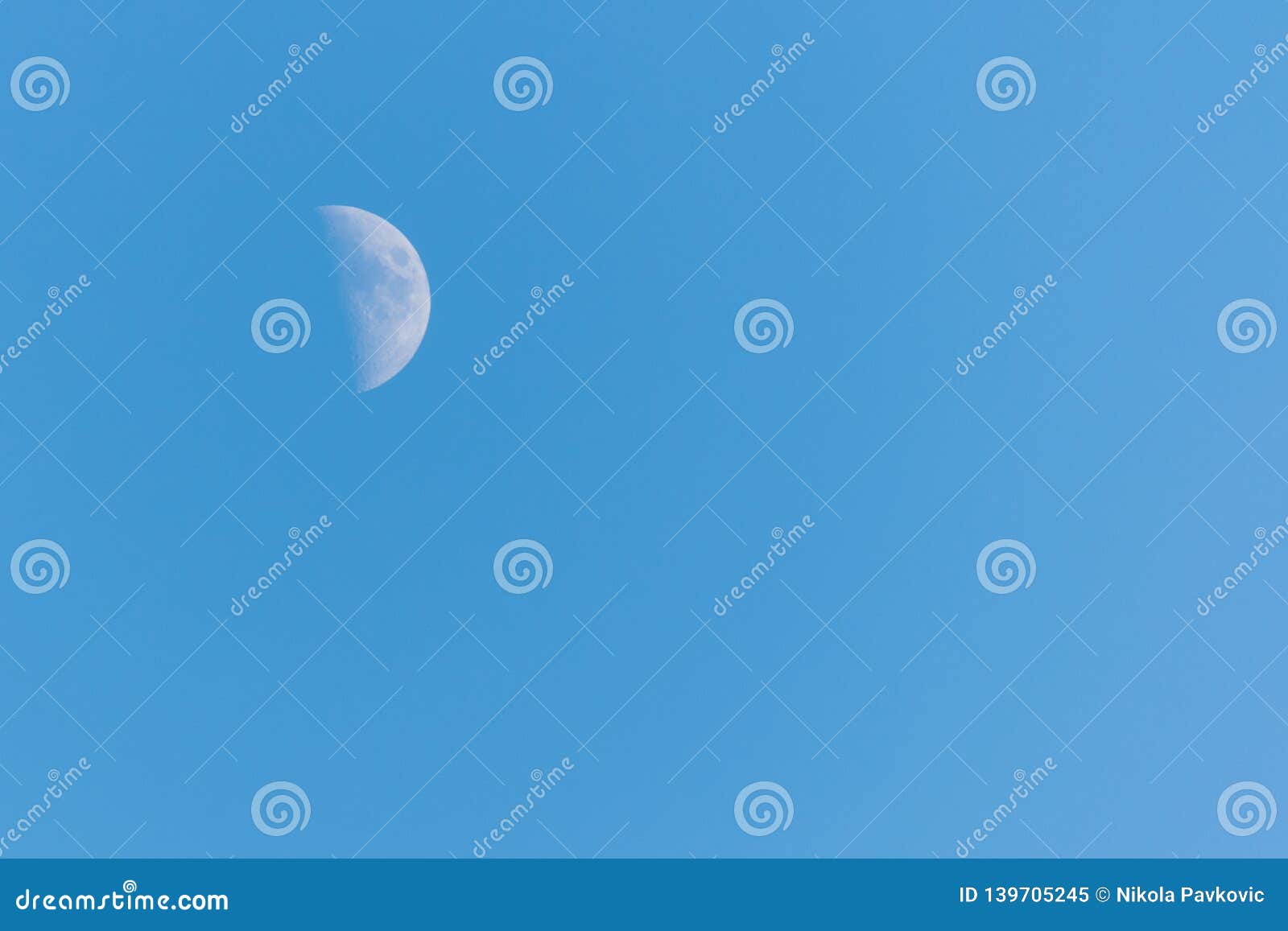 Half Moon on a Clear Blue Sky Stock Image - Image of clean, astronomy ...