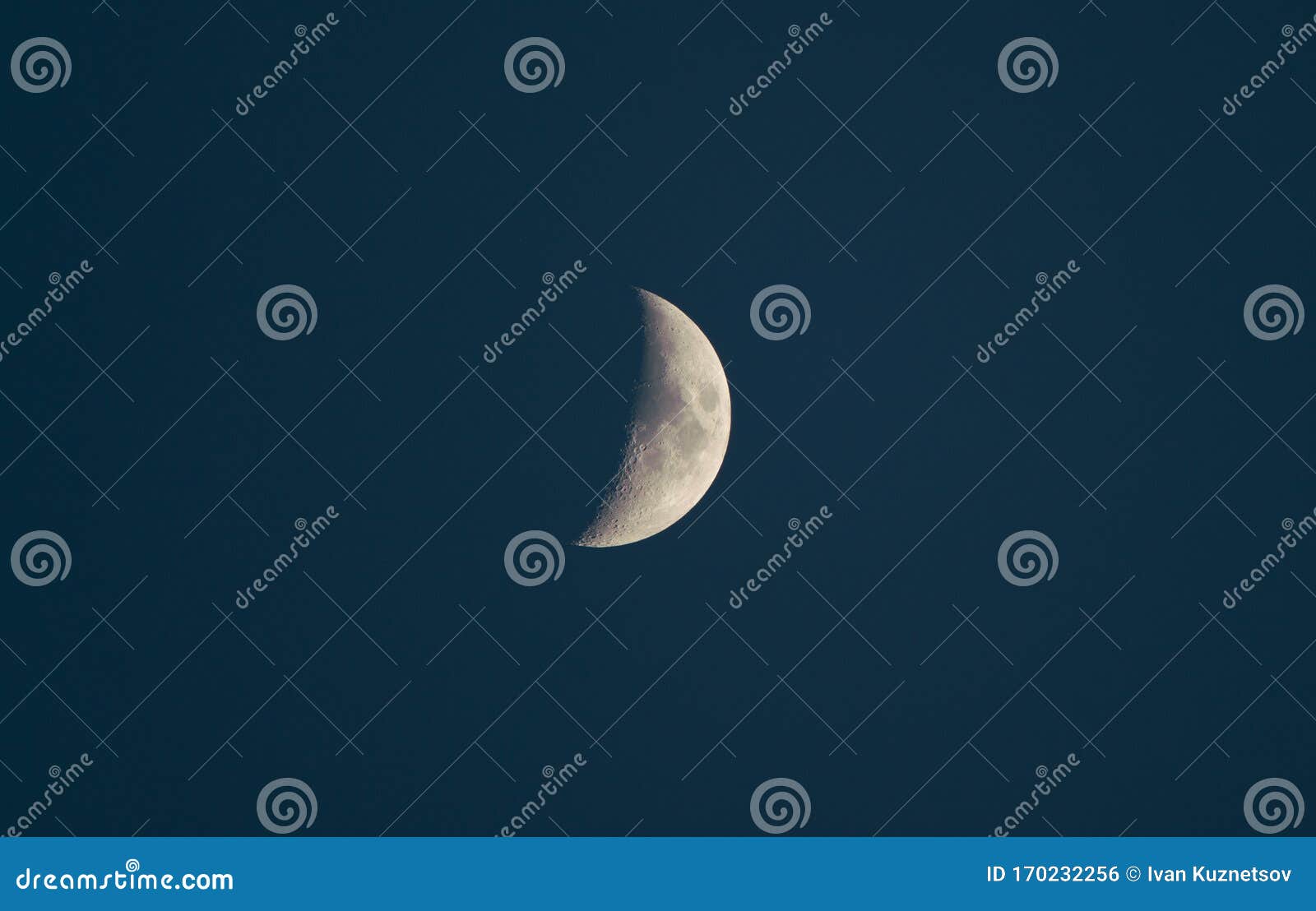 A Half Moon on Dark Blue Sky Stock Photo - Image of nightime, lunar ...