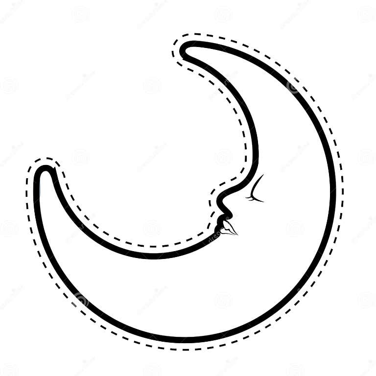 Half Moon Face Dotted Sticker Stock Vector - Illustration of symbol ...