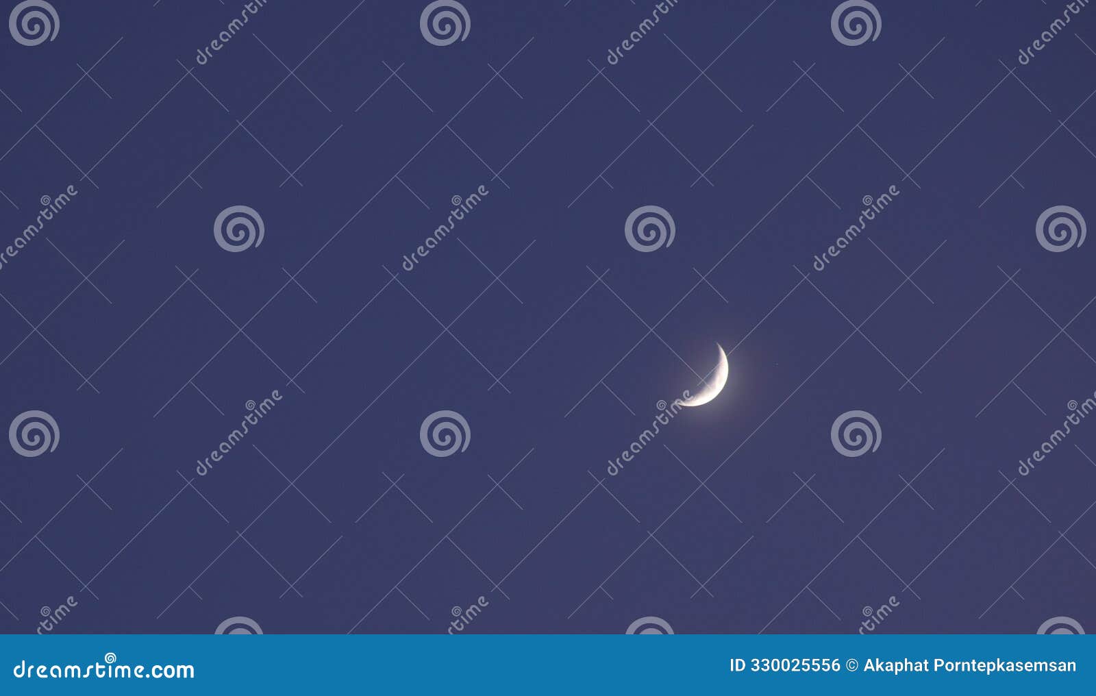 Half Moon Floating on Blue Sky in Twilight Background Stock Photo ...