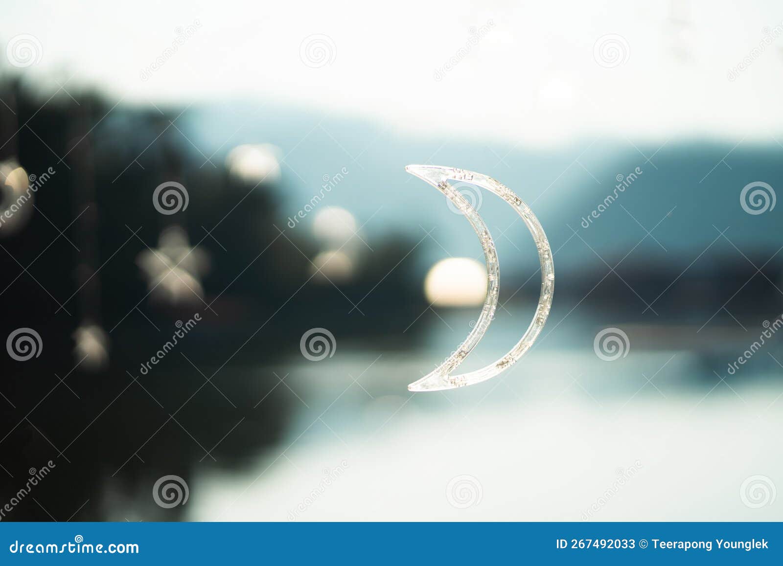 Half Moon Floating on Bokeh Light Background Stock Image - Image of ...