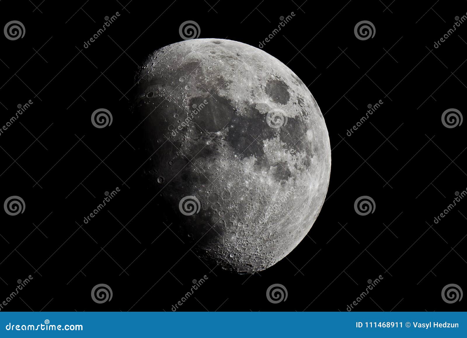 Half Moon in the Middle of Its Way on the Clear Sky. Stock Image ...
