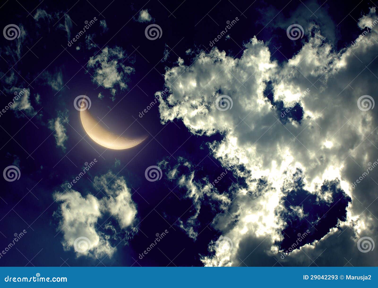 Half moon in the night sky stock image. Image of grey - 29042293