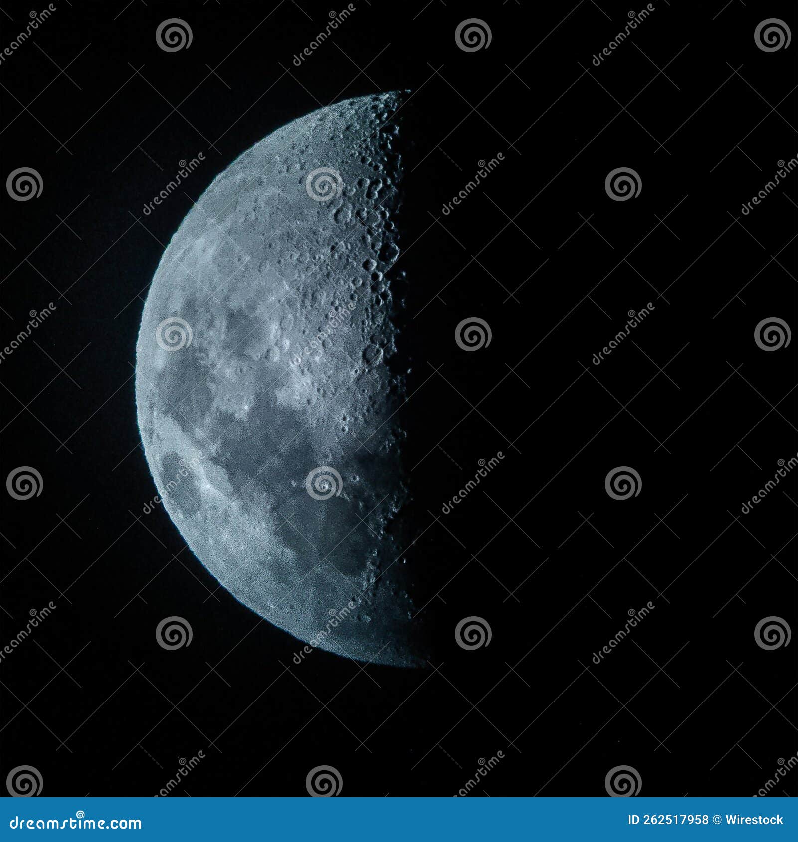 Half Moon Over the Dark Black Sky at Night Stock Photo - Image of ...