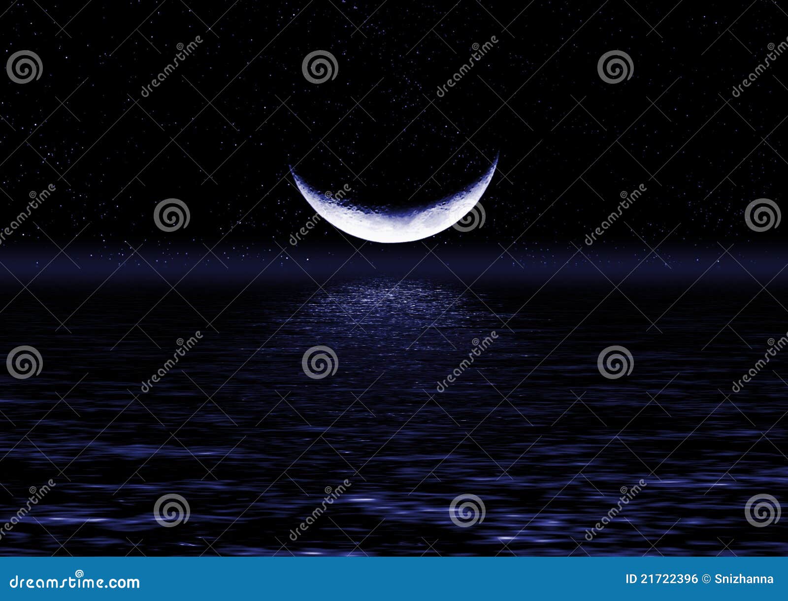 Half of Moon Reflected in Water Stock Photo - Image of astrology, misty ...