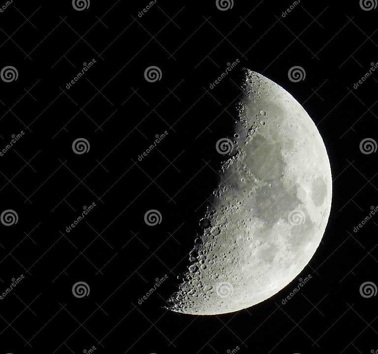 Half a Moon Visible Shining in NewYorkState Nightsky Stock Photo ...