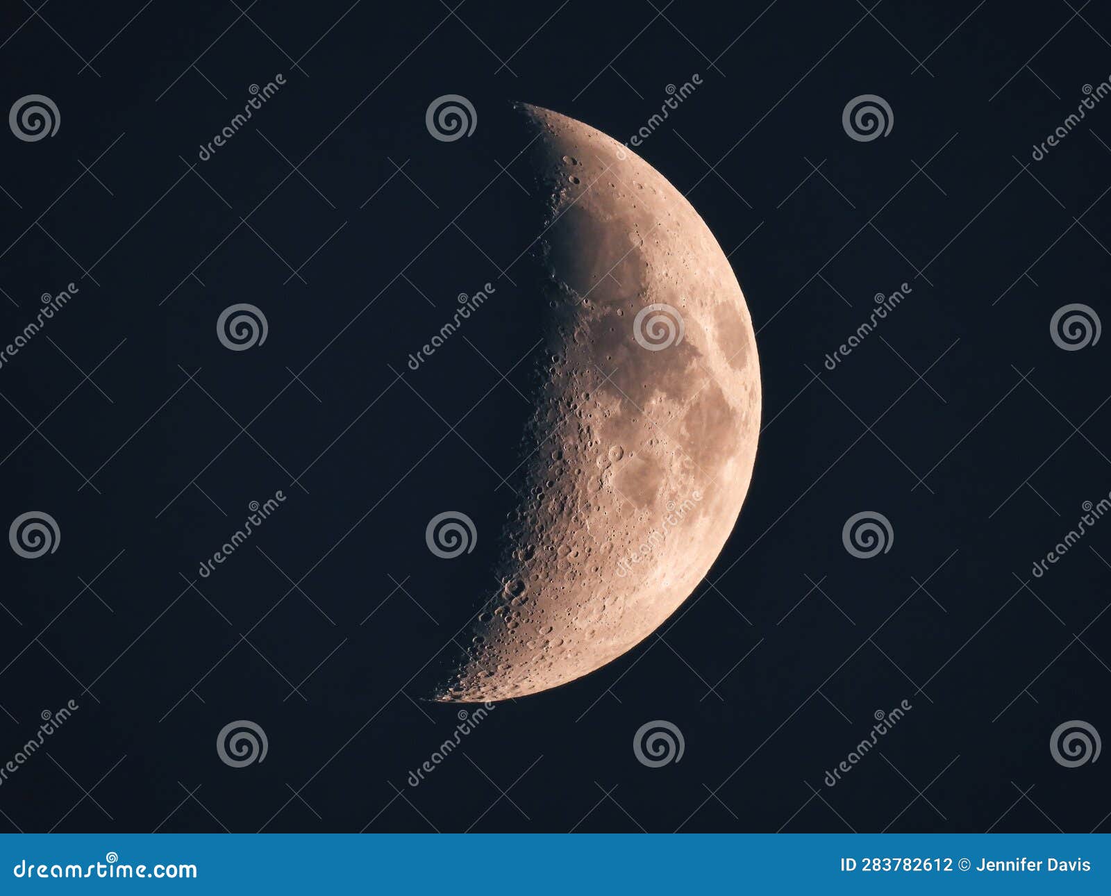 Half Moon Showing Off Craters and Dark Spots Stock Photo - Image of ...