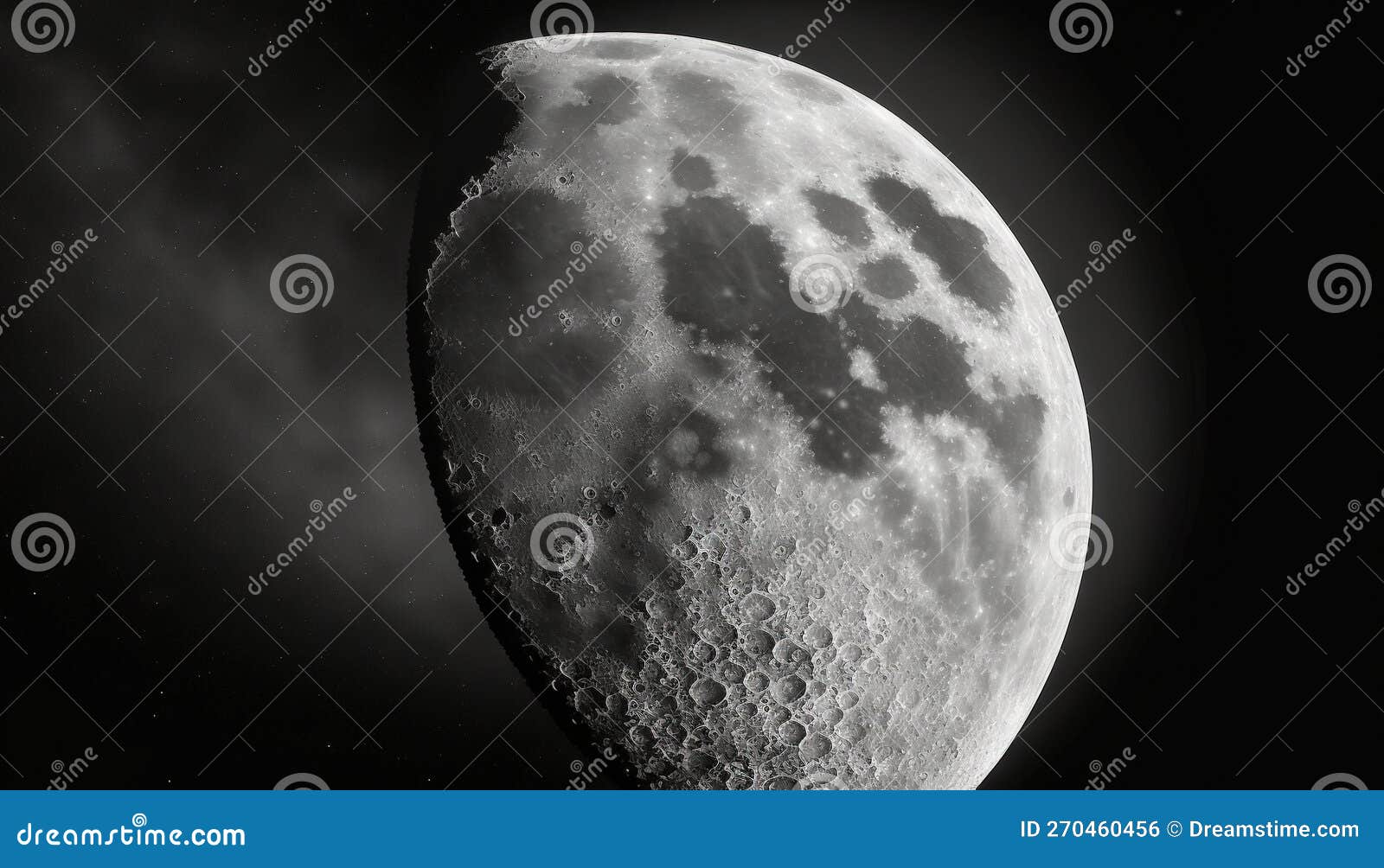 A Half Moon is Shown in the Dark Sky with Clouds. Generative Ai Stock ...