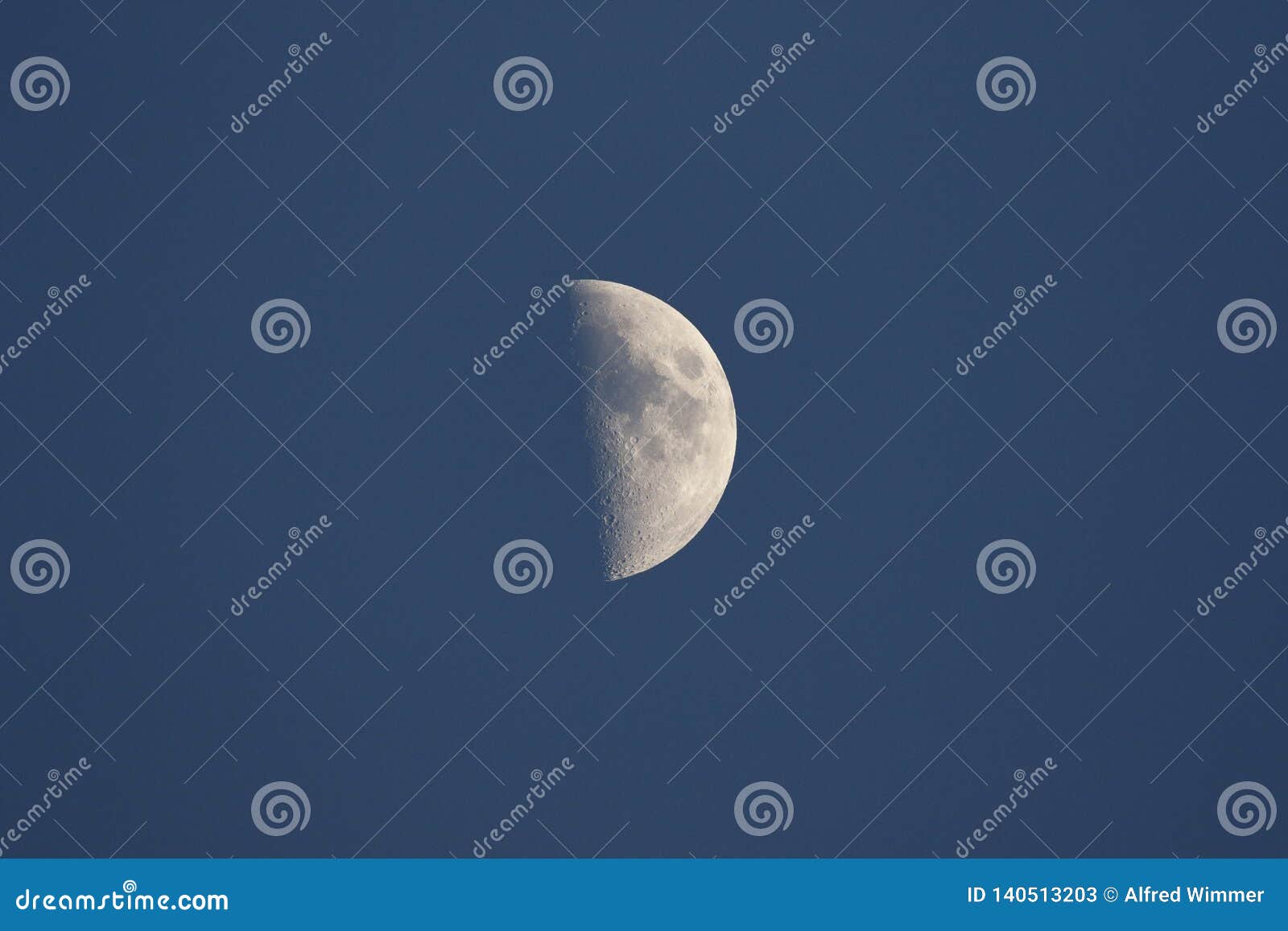 The Half of the Moon, when Sun is Setting. Stock Image - Image of ...
