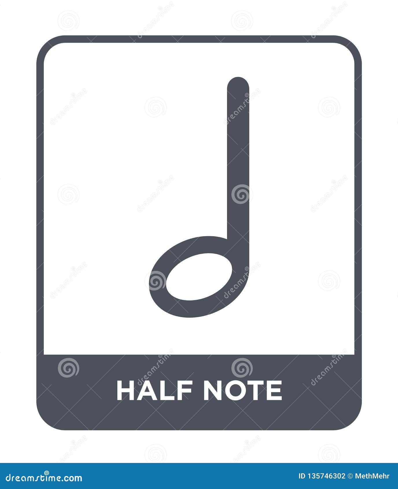 Half Note Icon in Trendy Design Style. Half Note Icon Isolated on White ...