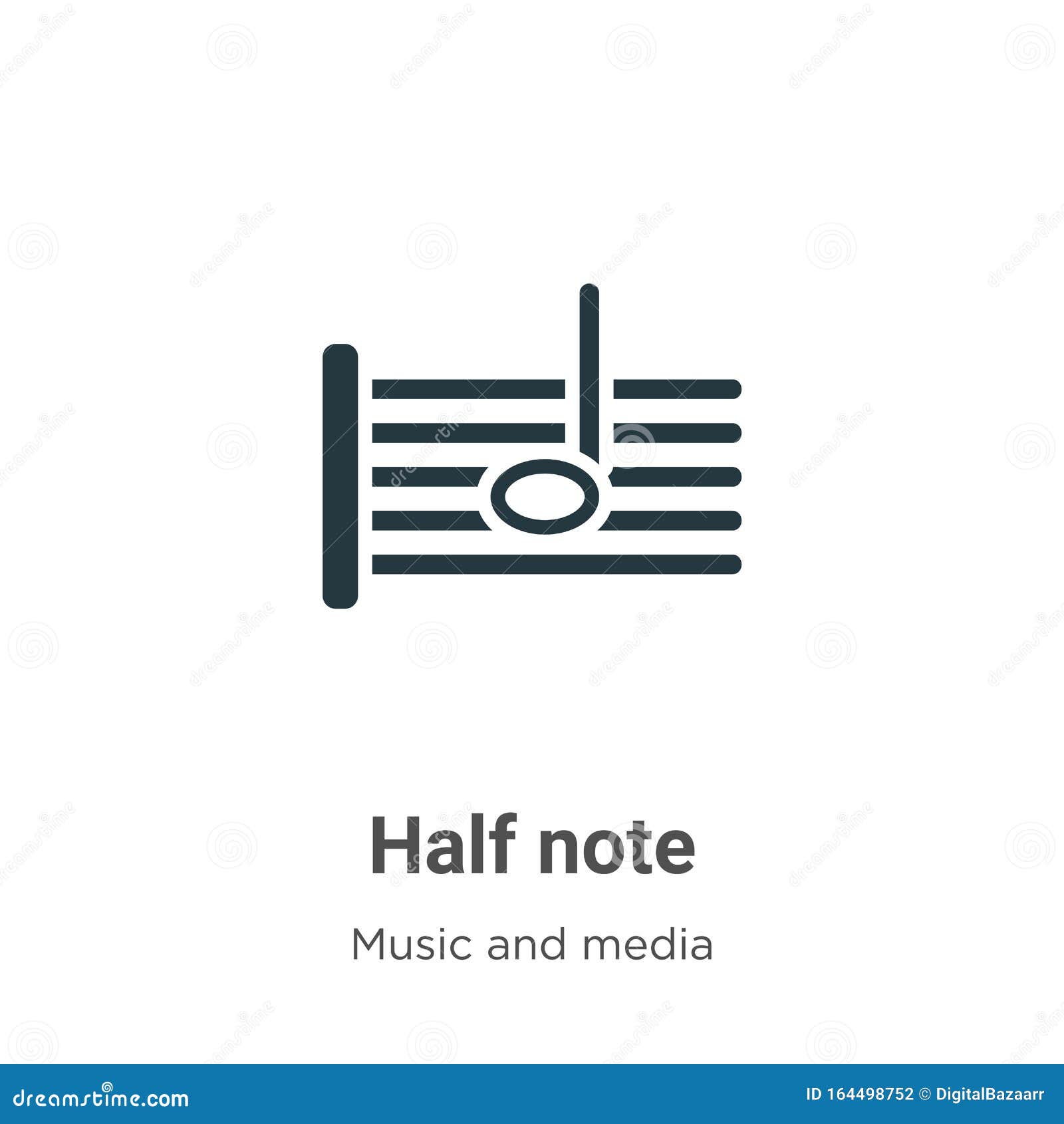 Half Note Vector Icon on White Background. Flat Vector Half Note Icon ...