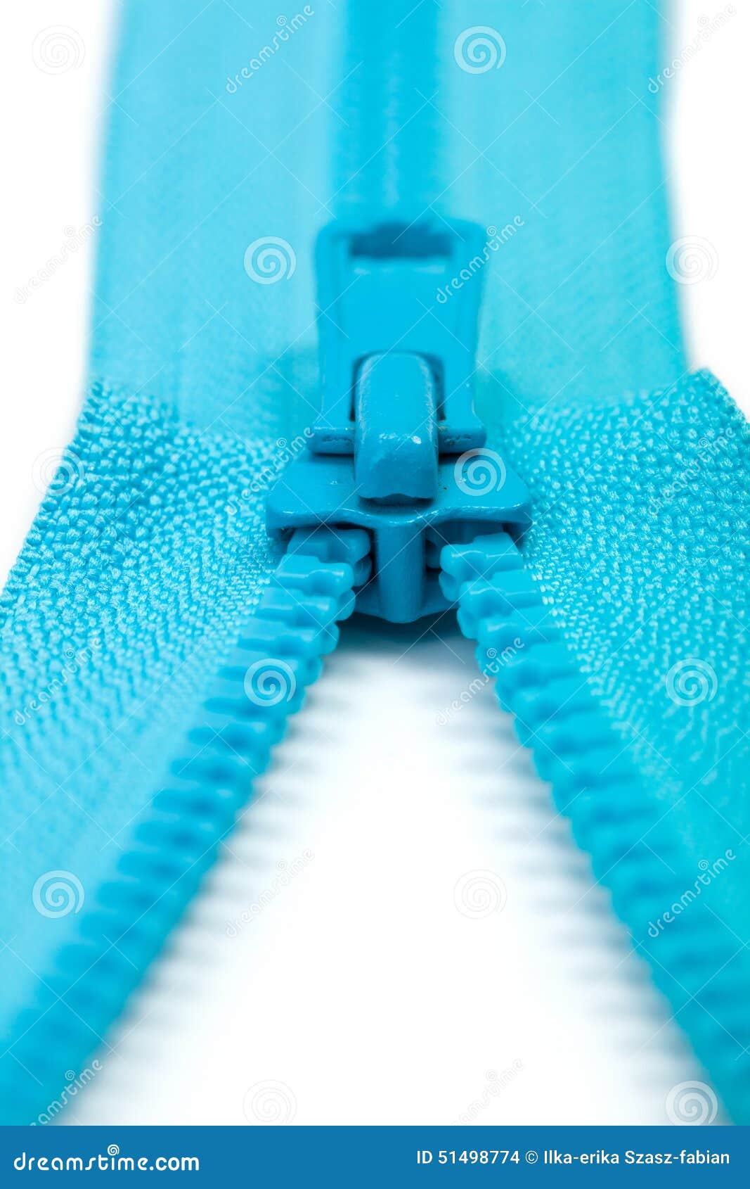 Half open blue zipper stock photo. Image of clothing - 51498774