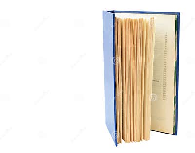 A Half-open Book with a Hard Blue Cover, Placed Vertically Stock Image ...